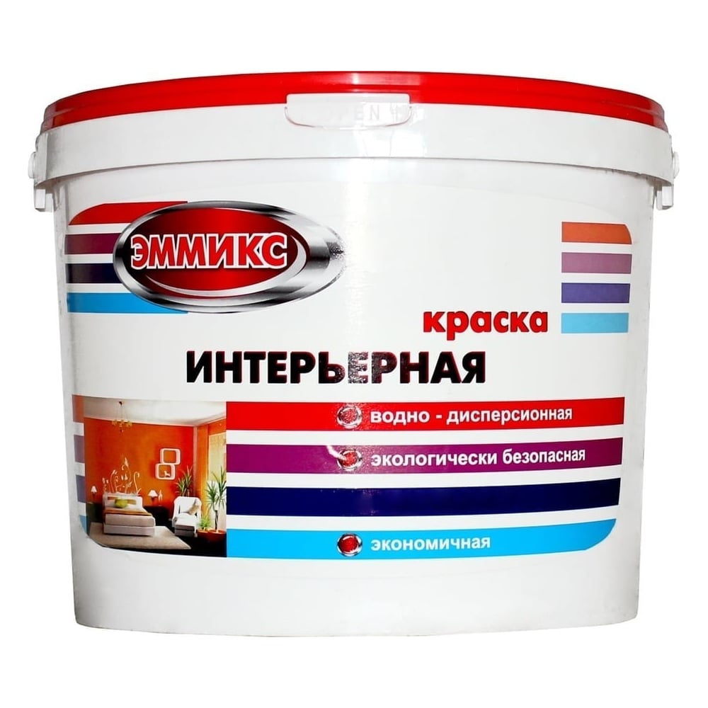 Краска ВД интерьерная Эммикс моющаяся, 1085-Y90R (ведро 4,5 л/6,3 кг ...