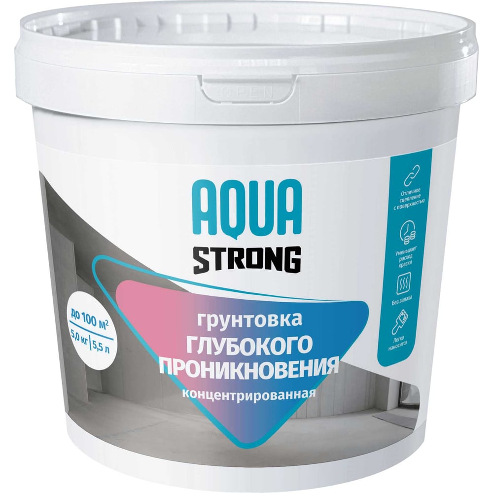 Грунтовка Aquastrong глубокого проникновения, концентрат, 5 кг ...