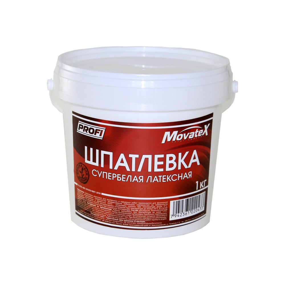 Шпаклевка латексная (1 кг; супербелая) Movatex Т02352 - выгодная цена ...