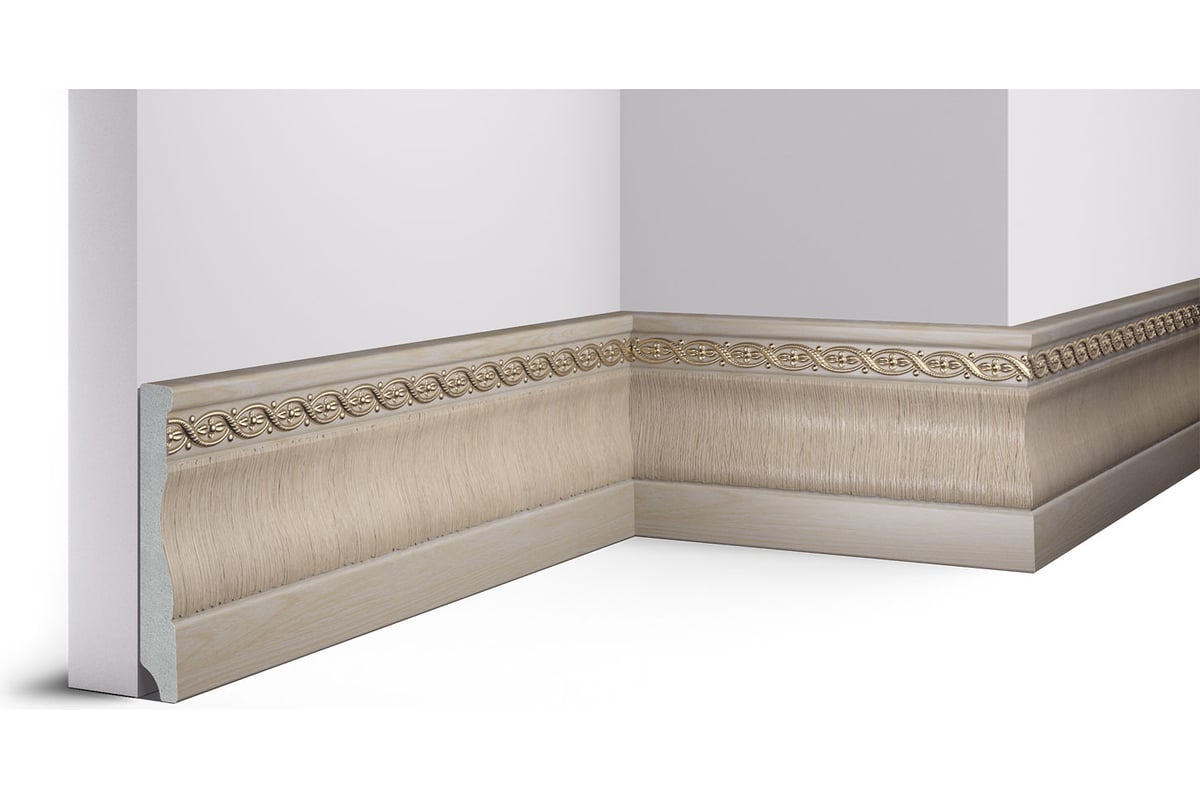 Плинтус Cosca Decor интерьерный багет, 95x14x2400 мм, Дуб белёный ...