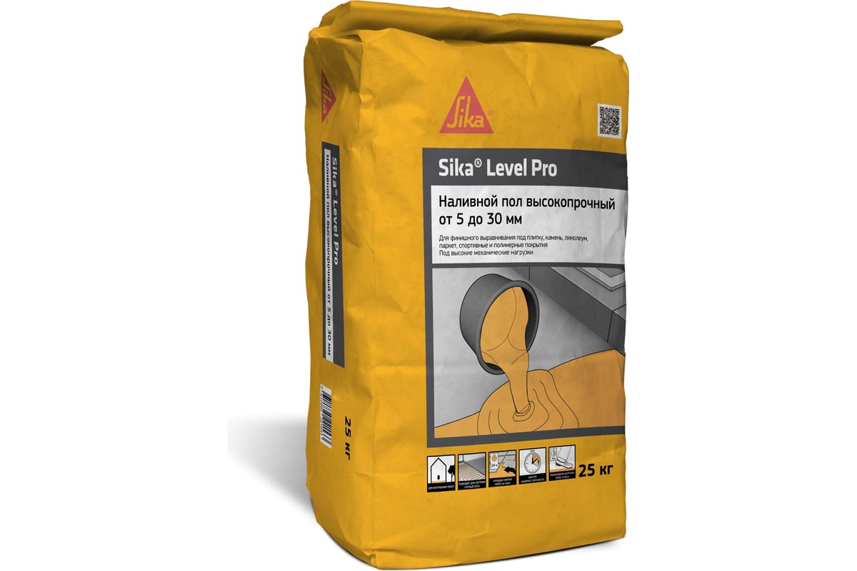 Наливной пол SIKA Level Pro мешок 25 кг от 5 до 30 мм, прочность 30 Мпа ...