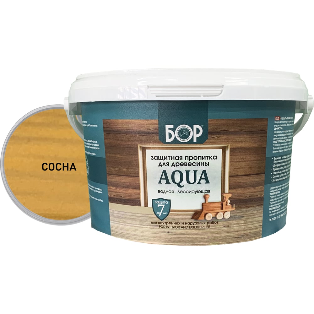 Защитная пропитка для дерева Бор Aqua для наружных работ, сосна 2,3 кг ...
