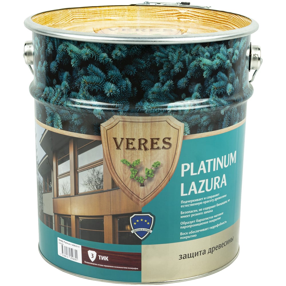 Декоративная пропитка для дерева VERES Платинум №3 (тик; 9 л) 210993 ...