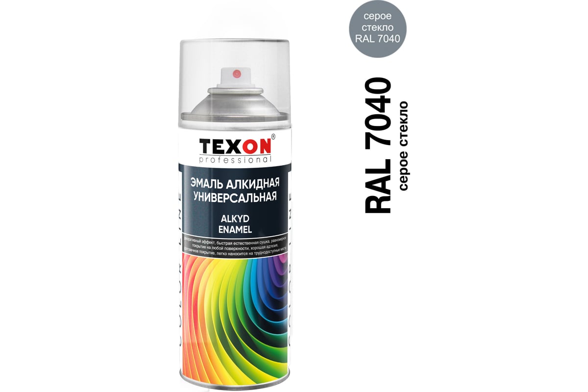 Универсальная алкидная эмаль Texon (серое стекло RAL 7040; аэрозоль; 520 мл) ТХ185016 - выгодная ...