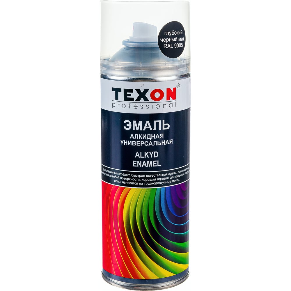 Алкидная эмаль Texon (RAL 9005 глубокий черный; матовый; аэрозоль; 520 ...
