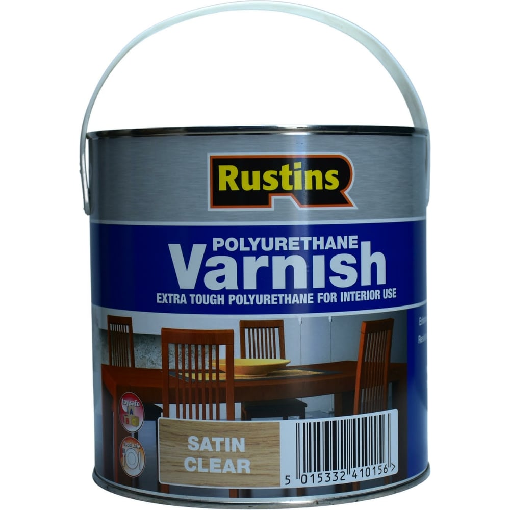 Полиуретановый лак Rustins Poly Varnish Satin Clear полуматовый, 2.5 л ...