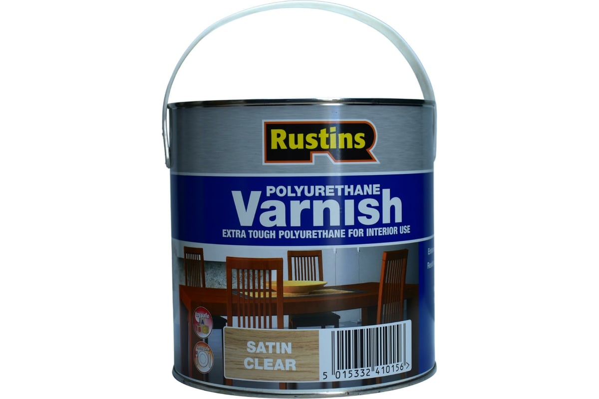 Полиуретановый лак Rustins Poly Varnish Satin Clear полуматовый, 2.5 л ...