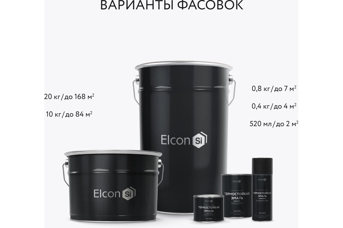 Термостойкая краска для металла, печей, мангалов, радиаторов, дымоходов, суппортов Elcon Max ...