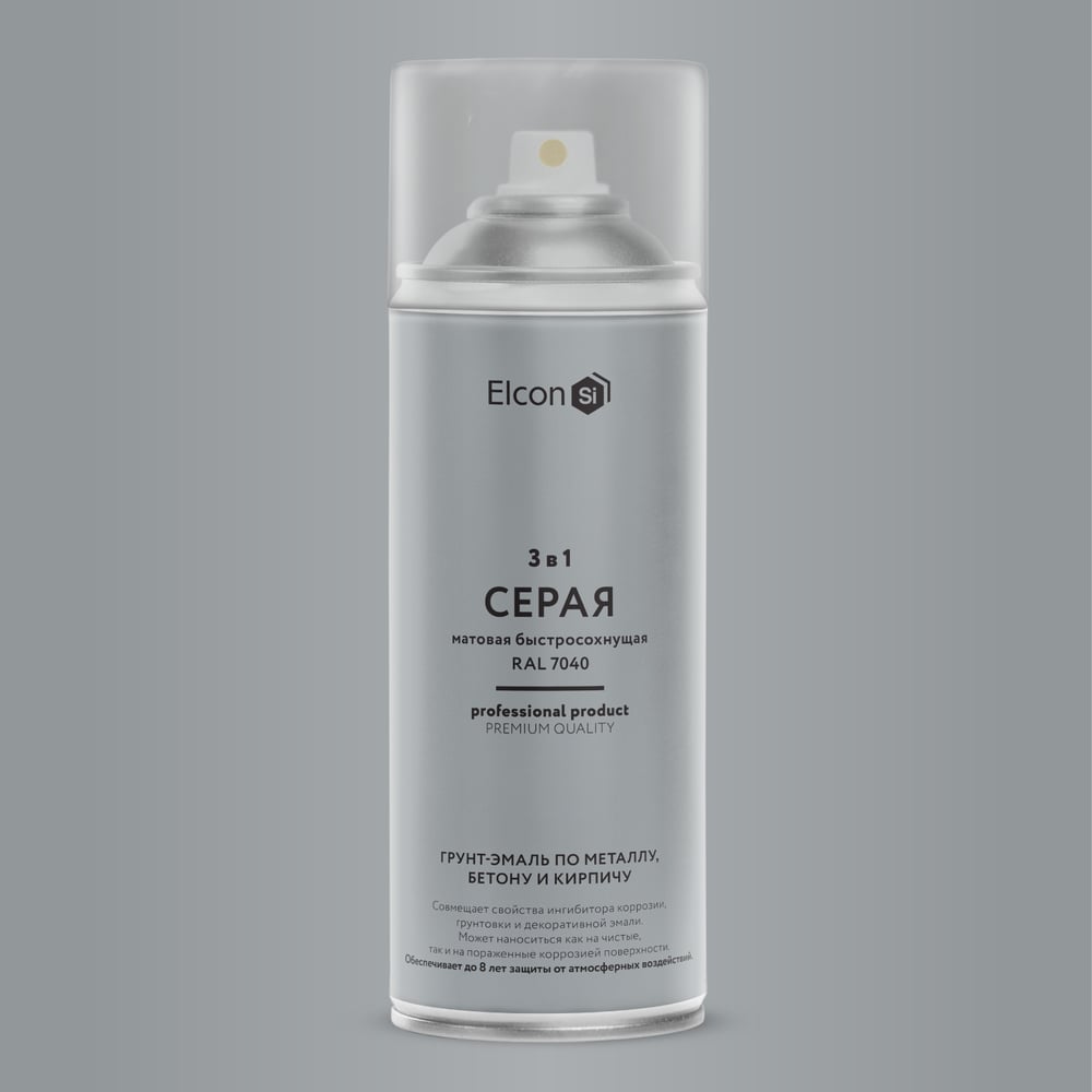 Грунт-эмаль по ржавчине 3 в 1 Elcon матовая, серая, 520 мл, аэрозоль 00-00462570 - выгодная цена ...