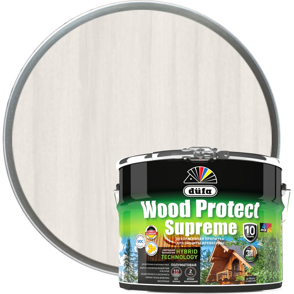 Пропитка Dufa WOOD PROTECT Supreme, белая 9 л МП00-008386 - выгодная ...