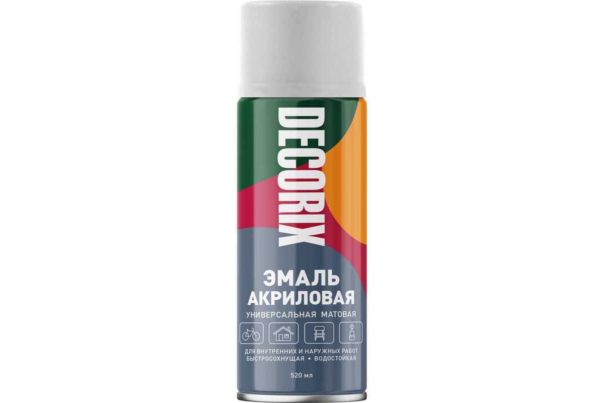Аэрозольная акриловая эмаль Decorix (универсальная; белый; матовый; 520 мл) 0101-24 DX ...