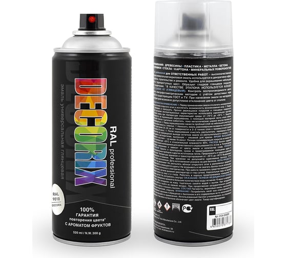 Аэрозольная эмаль Decorix RAL PROFESSIONAL (глянцевая; белый RAL 9010 ...