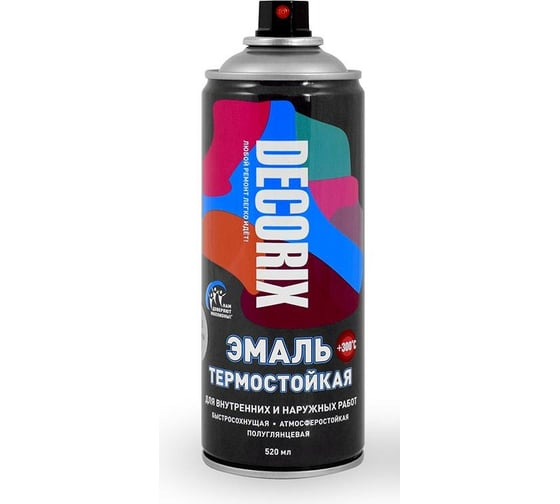 Аэрозольная эмаль Decorix (термостойкая до +400 градусов; полуглянцевый; алюминий; 520 мл) 0142 ...