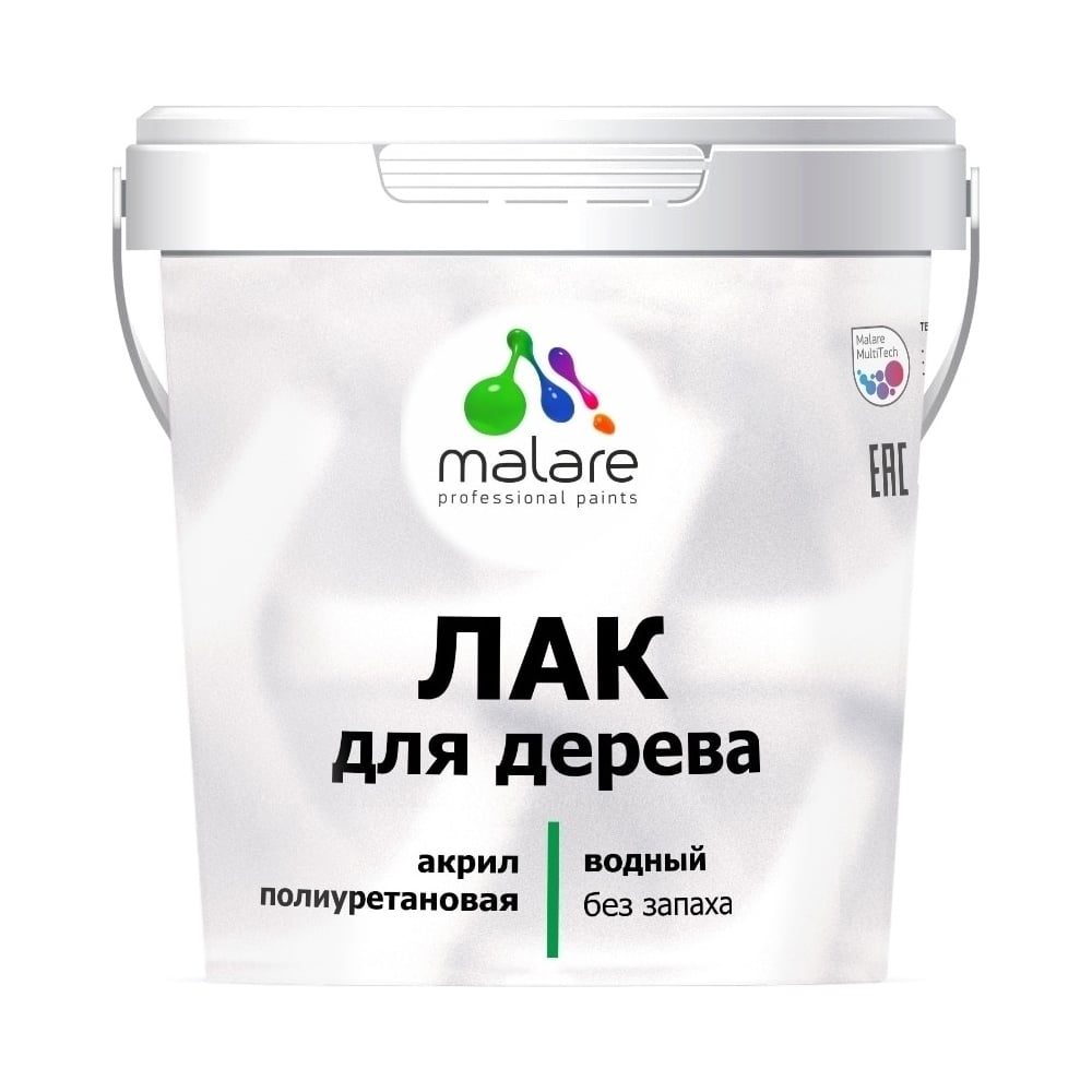 Лак для деревянных поверхностей MALARE водный без запаха 1,8 кг ...