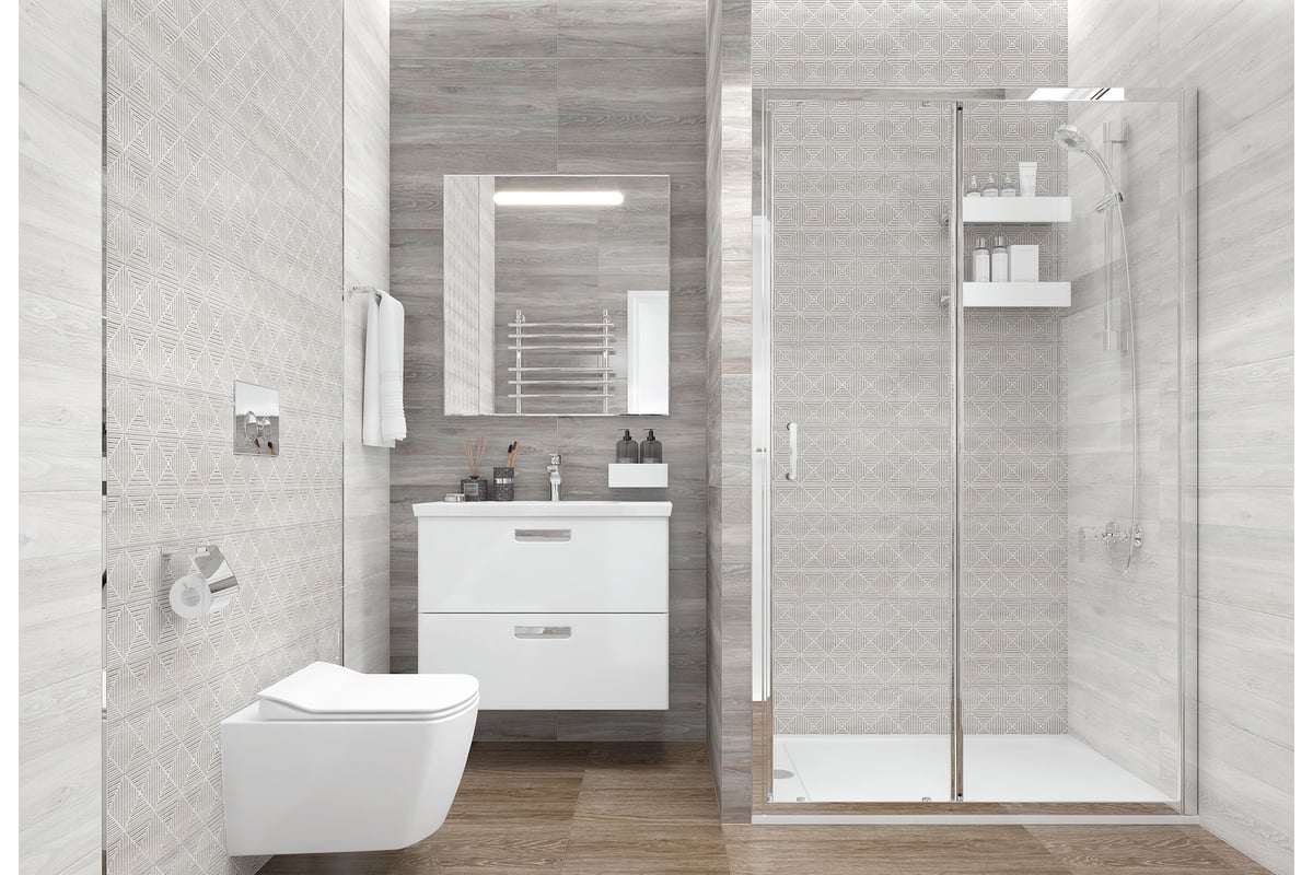 Керамическая настенная плитка LAPARET Flint светло-серый, 30x60 см, 1,8 кв. м, 10 плиток в ...