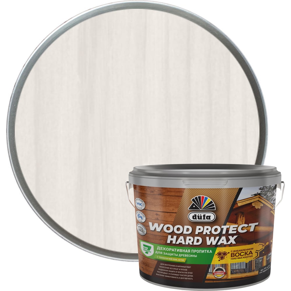 Пропитка Dufa WOOD PROTECT HARD WAX белоснежный, 9 л МП00-010457 ...