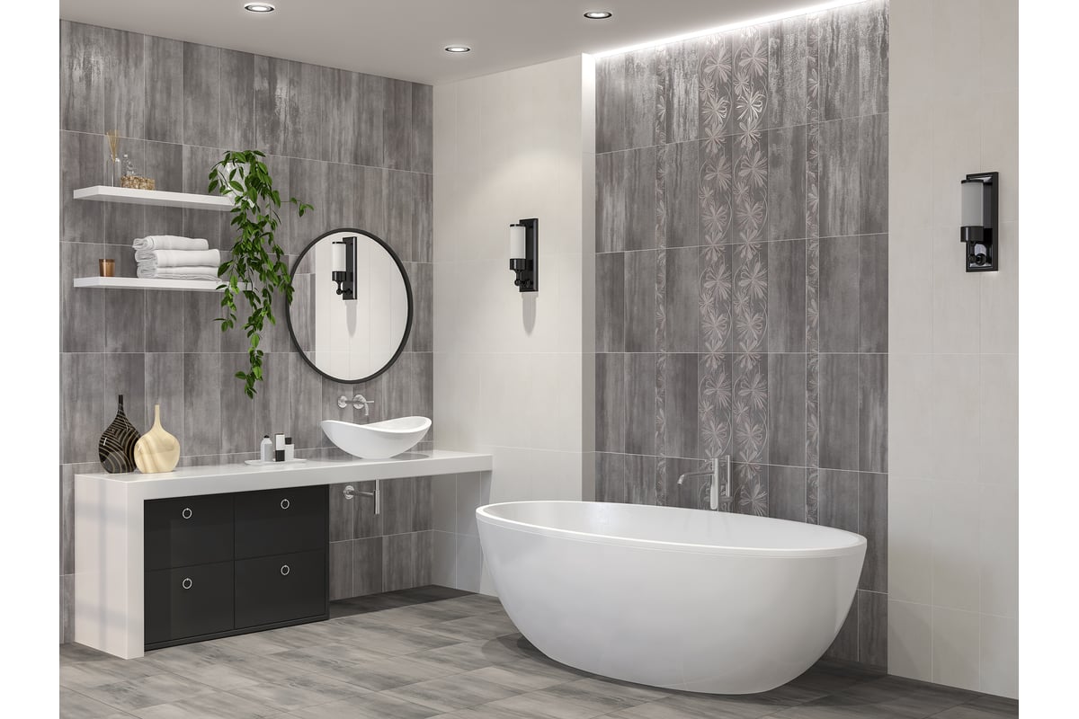 Декор Azori Ceramica sonnet grey flower, 20.1x50.5 см, 1 шт. 587902001 - выгодная цена, отзывы ...