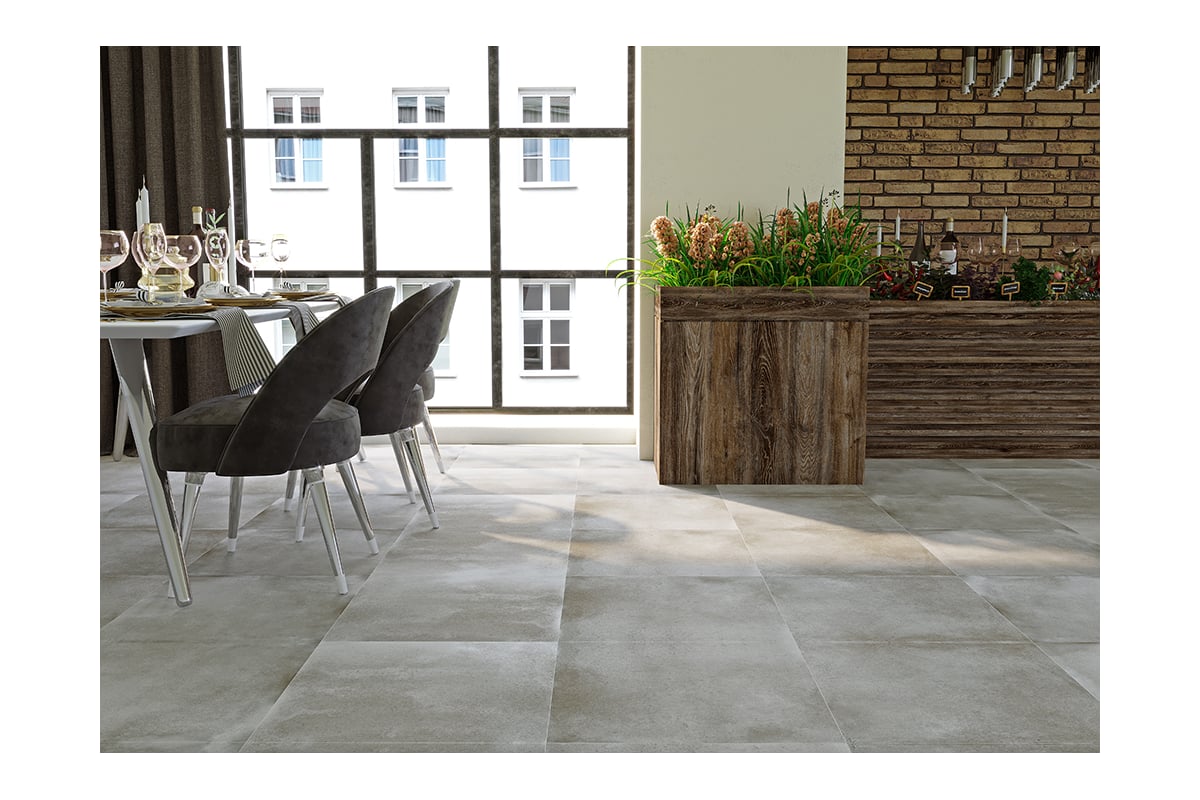 Плитка AXIMA FRANKFURT серая, 600x600 мм, керамогранит, 4 шт. 9 016 909 ...