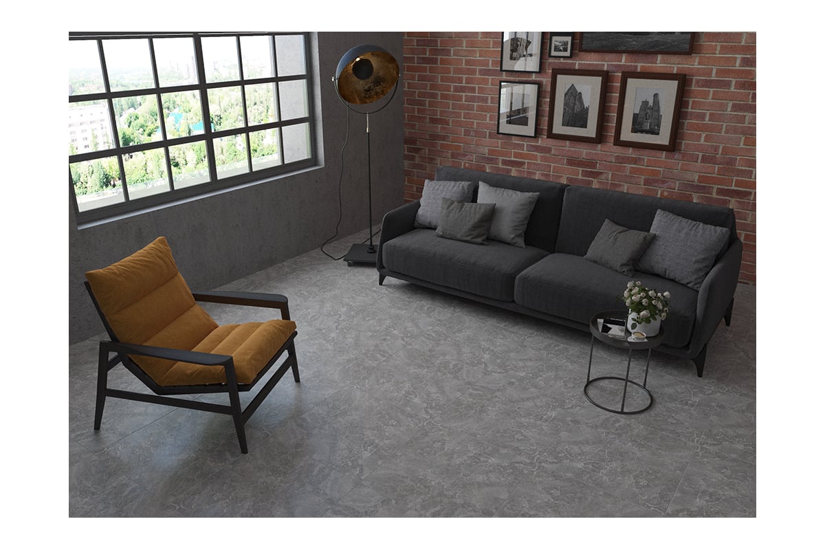 Плитка AXIMA STOCKHOLM серая, 600x600 мм, керамогранит, 4 шт. 9016718 ...