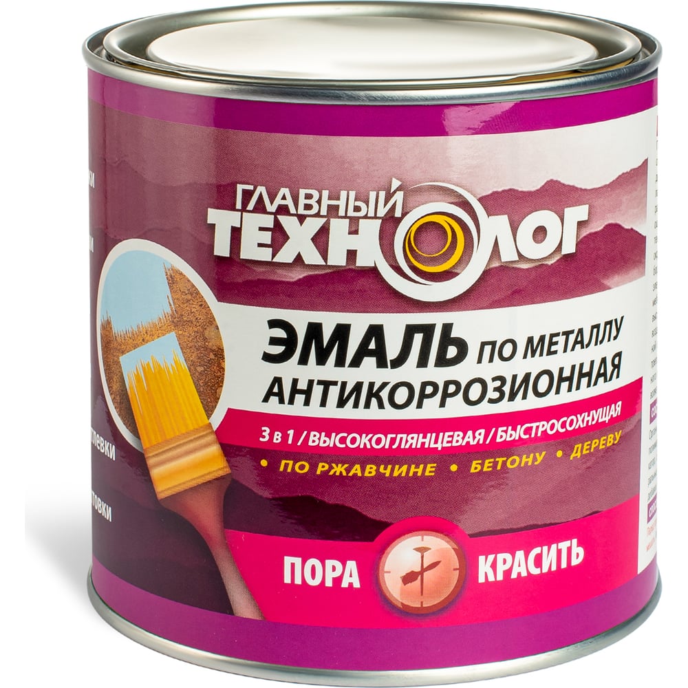 Антикоррозионная эмаль по металлу Новбытхим белая, "ГЛАВНЫЙ ТЕХНОЛОГ ...