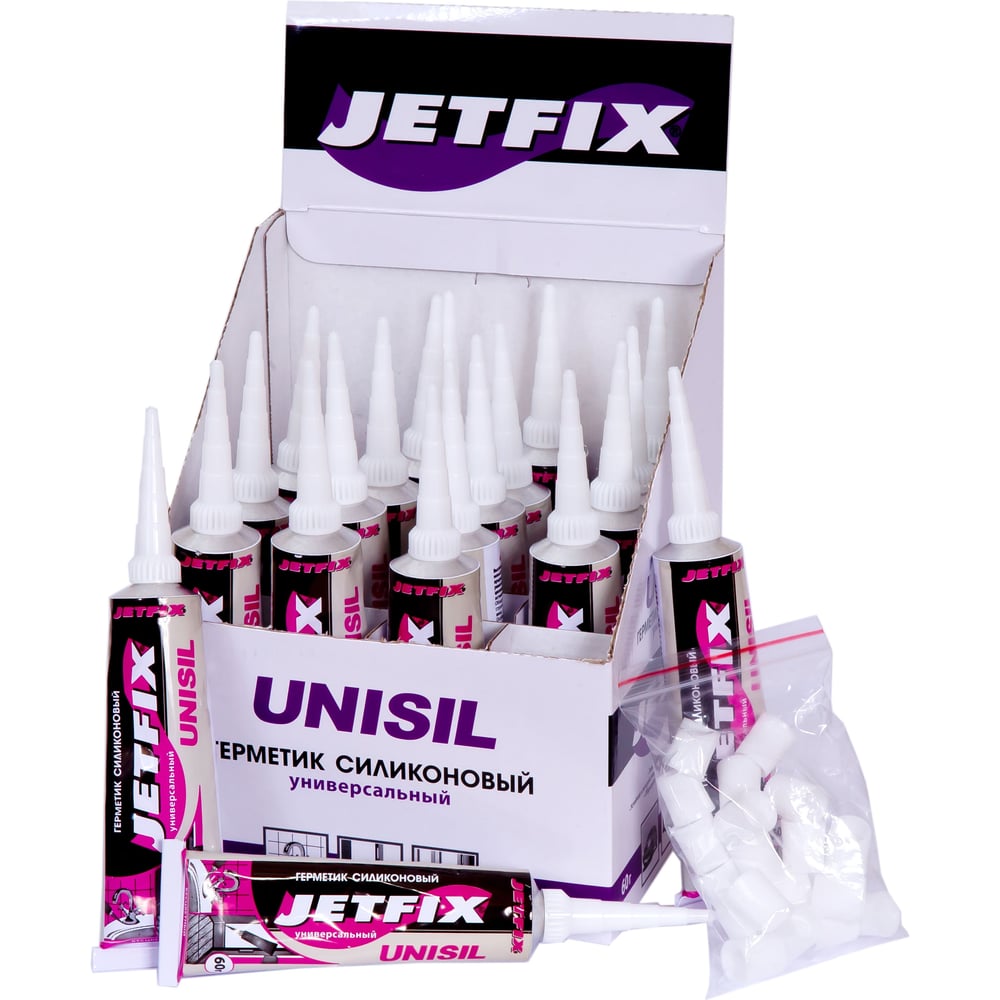 Силиконовый универсальный герметик JETFIX UNISIL бесцветный 60гр 21065 ...