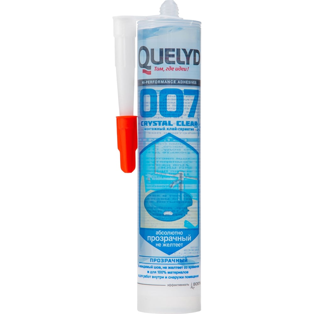 Клей-герметик Quelyd Crystal Clear 007 300 г прозрачный 202301103 - выгодная цена, отзывы ...