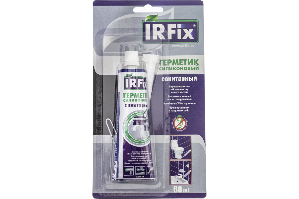Силиконовый санитарный герметик IRFIX белый 60 мл 20064 - выгодная цена, отзывы, характеристики ...