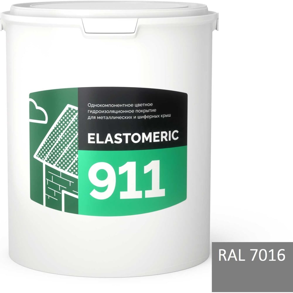 Мастика Elastomeric Systems акриловая для кровли 6кг темно-серый ...