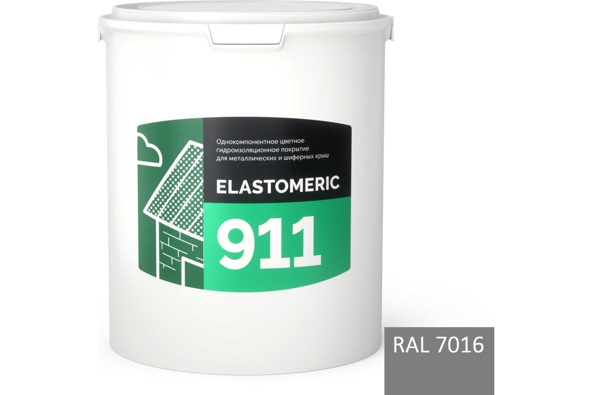 Мастика Elastomeric Systems акриловая для кровли 6кг темно-серый ...