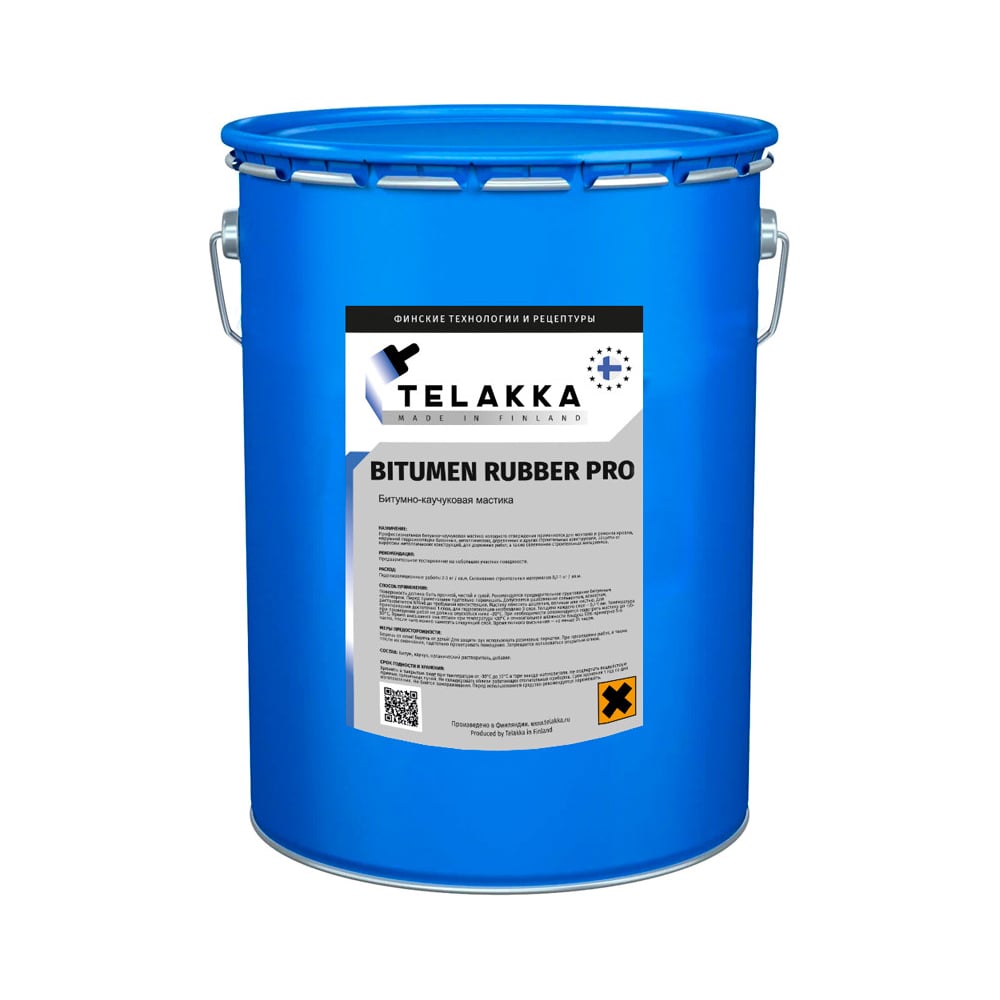 Битумно-каучуковая мастика Telakka BITUMEN RUBBER PRO 18кг ...