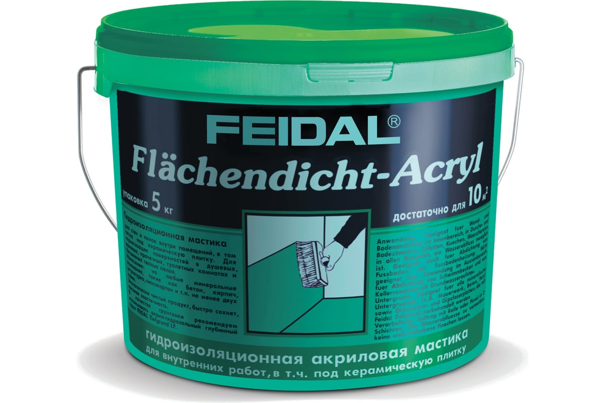 Мастика акриловая гидроизоляционная Acryl Flachendicht 5 кг Feidal ...