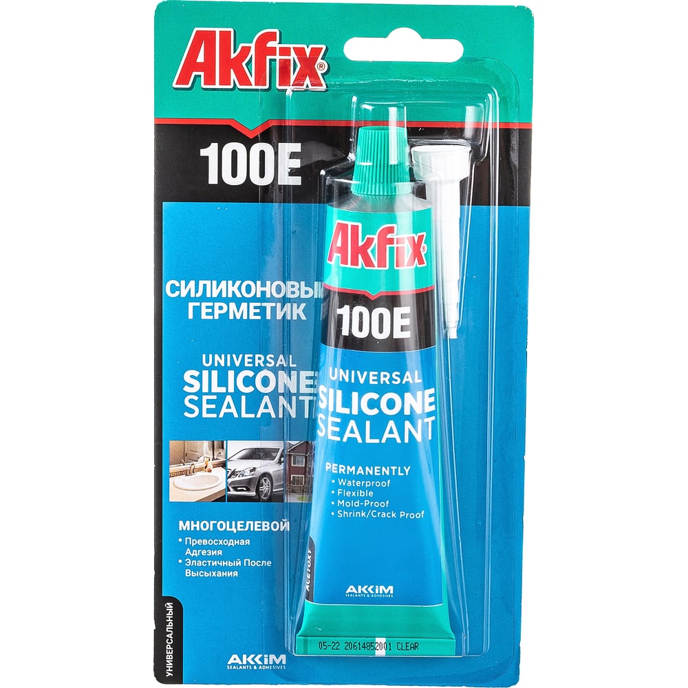 Универсальный силиконовый герметик Akfix 100E прозрачный, 85 г SA115 ...
