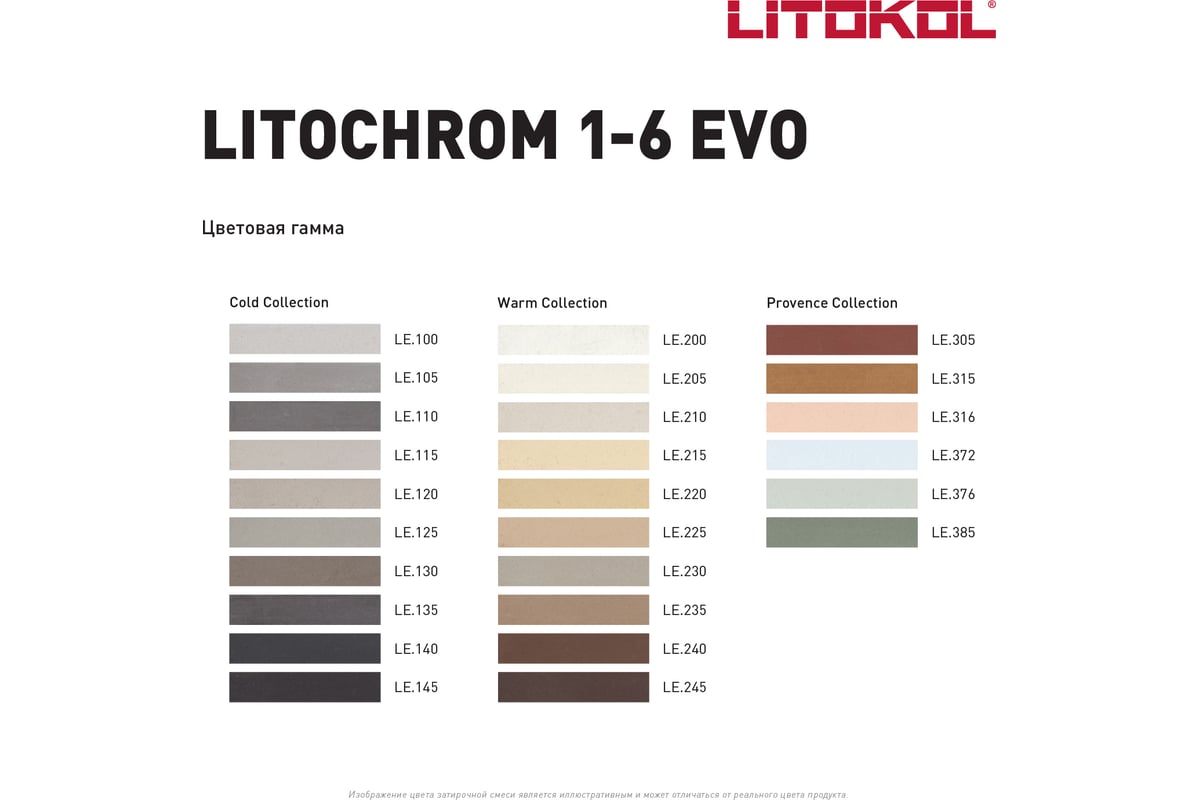 Затирочная смесь LITOKOL LITOCHROM 1-6 EVO LE 100 пепельно-белый, 25 kg 500080004 - выгодная ...