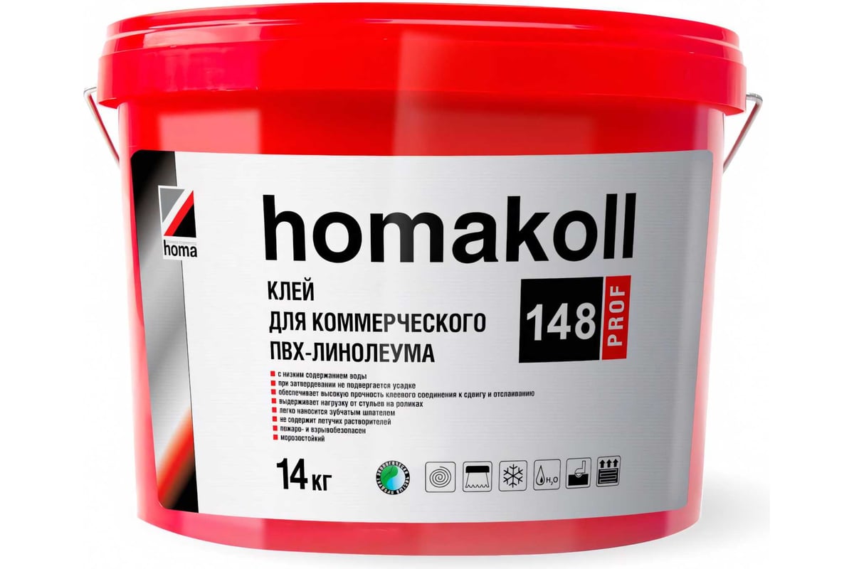 Клей для ПВХ покрытий Homakoll 148 PROF, морозостойкий, 14 кг 148-14-19 ...