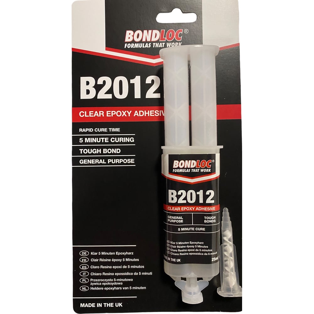 Быстрооотверждаемый прозрачный 2К эпоксидный клей Bondloc B2012 25 мл ...