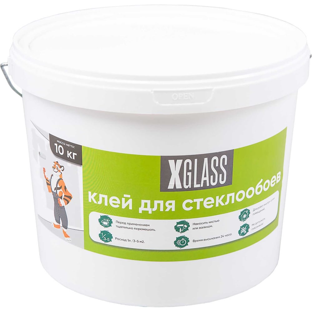 Акриловый клей для стеклообоев и стеклохолста X-Glass 10 кг ведро ...