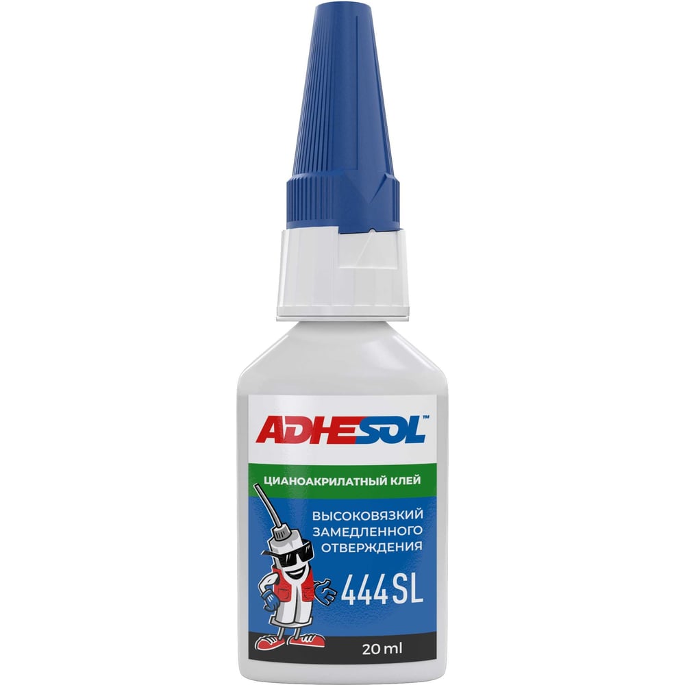 Клей цианоакрилатный ADHESOL 444sl 20 мл высокой вязкости с замедленным ...