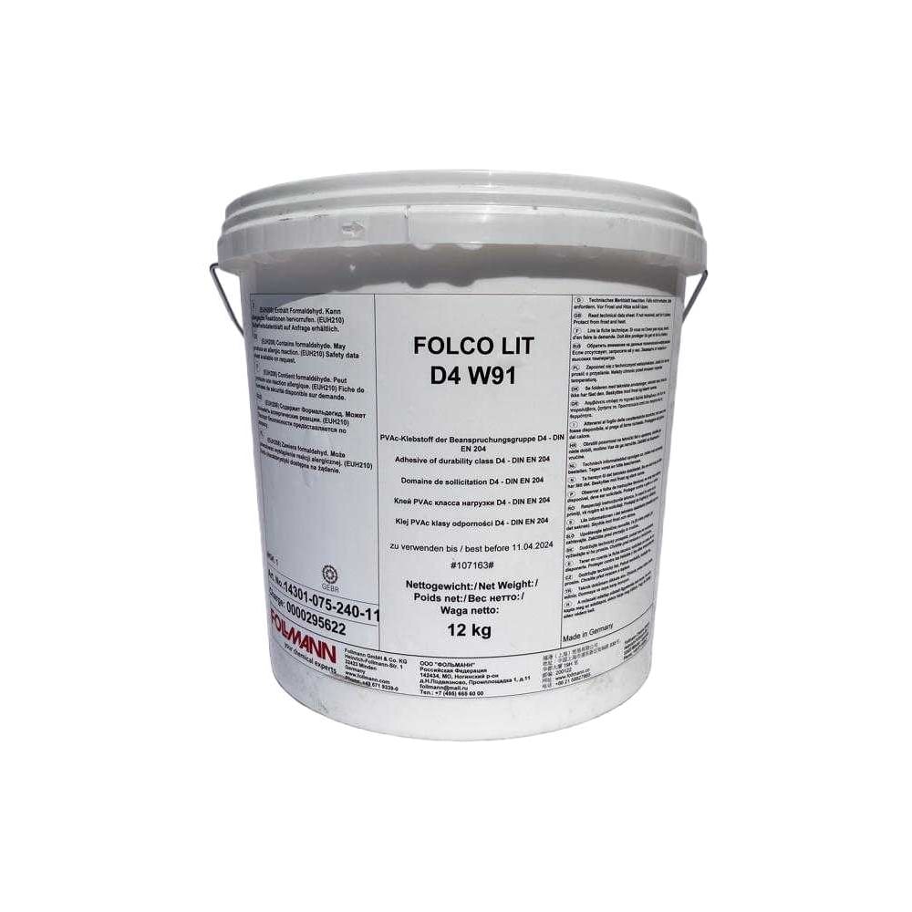 Клей Follmann FOLCO LIT D4, W91, ведро, 12 кг 14301-075-240-11 ...
