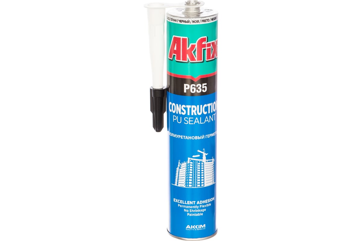 Полиуретановый строительный герметик Akfix P635 35 Шор, черный, 310 мл ...