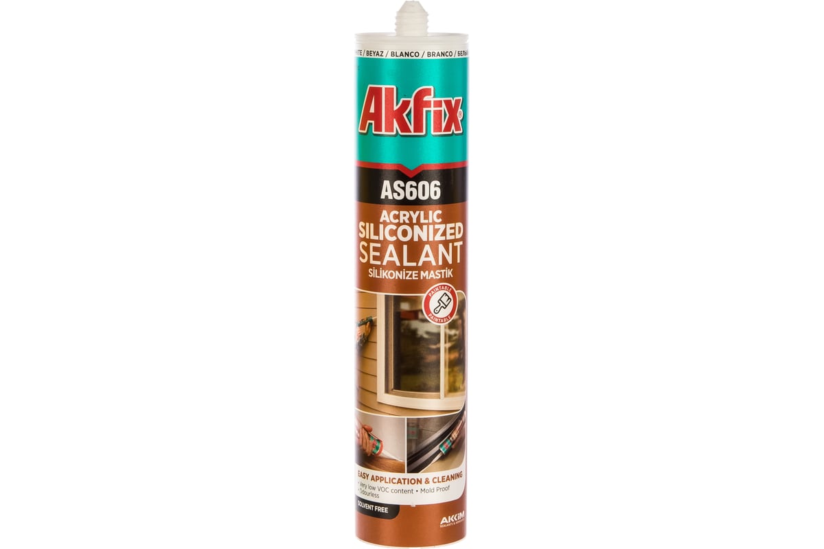 Силиконизированный акриловый герметик Akfix AS606 белый, 310 мл AA001 ...