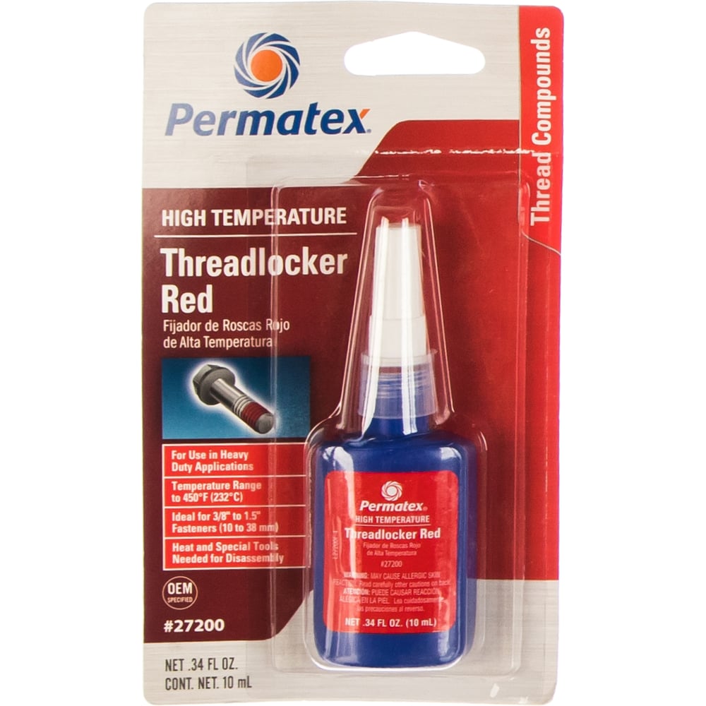 Фиксатор резьбы сильной фиксации PERMATEX красный высокотемпературный ...
