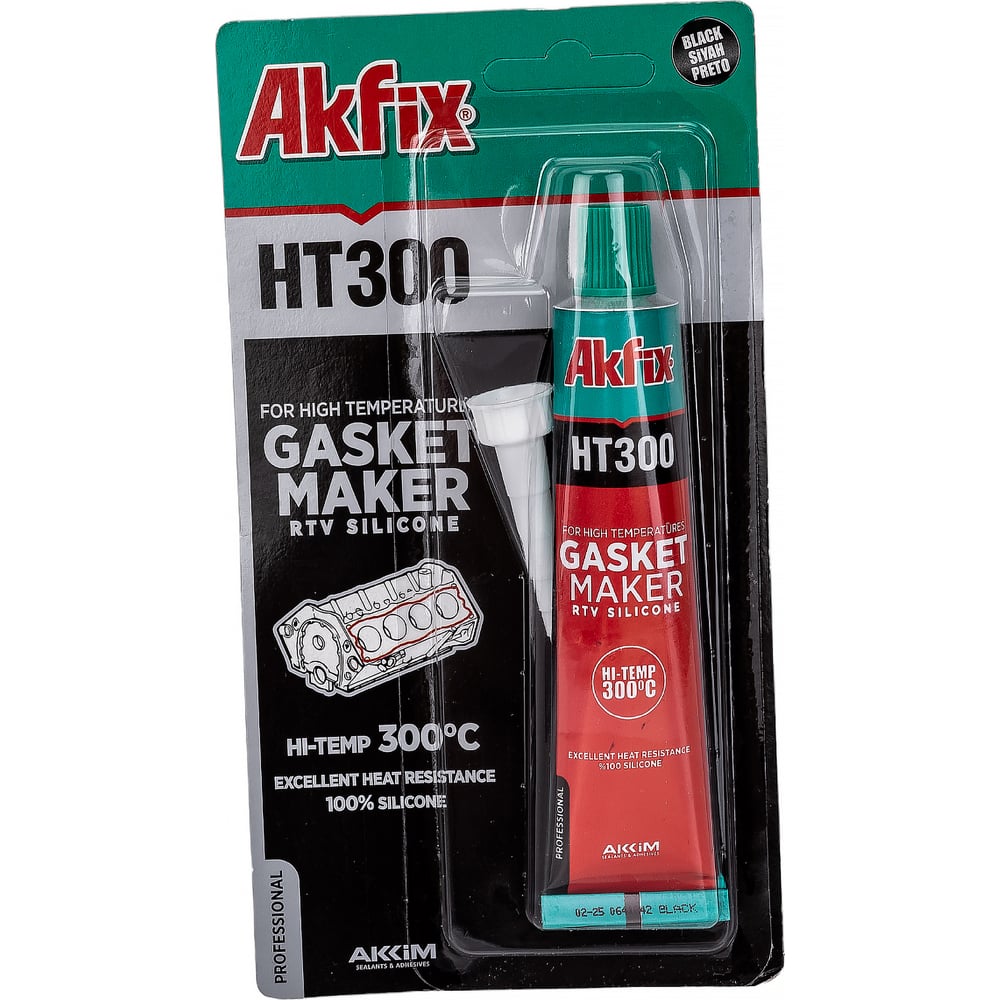 Термостойкий силиконовый герметик Akfix HT300, черный, 50 мл SA113 ...
