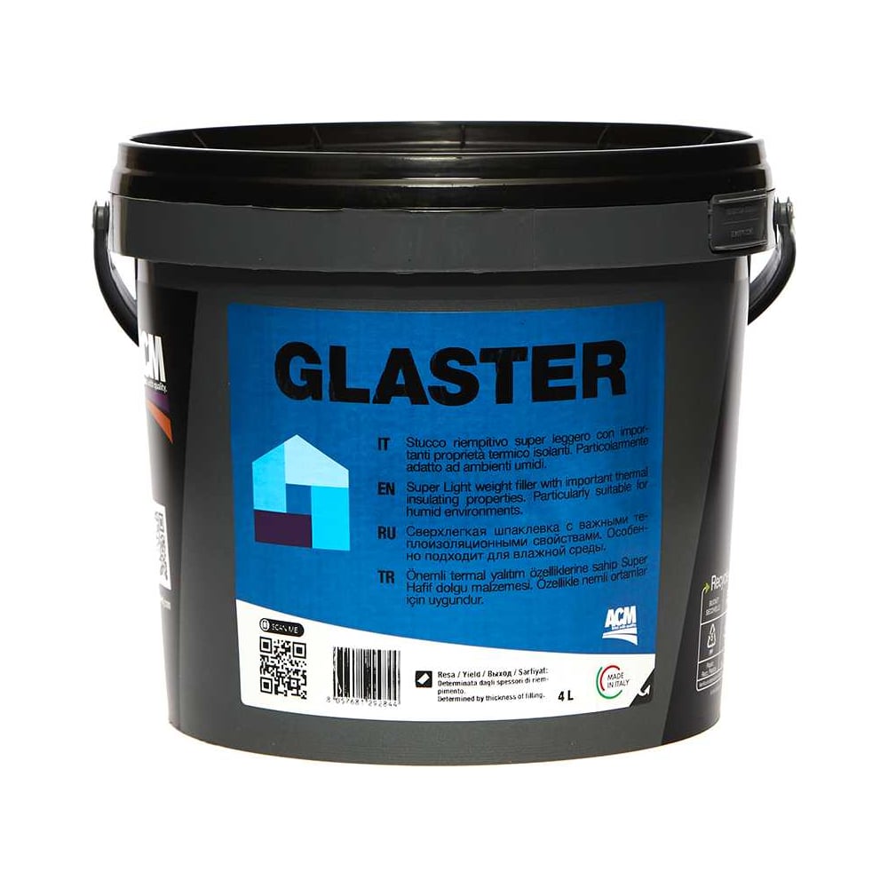 Суперлегкая шпатлёвка ACM GLASTER 4 л, ведро 30120-N - выгодная цена ...