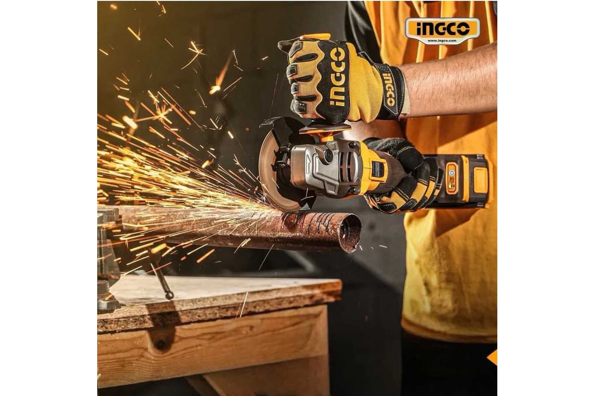 Аккумуляторная угловая шлифмашина INGCO INDUSTRIAL б/щ 115 мм ...