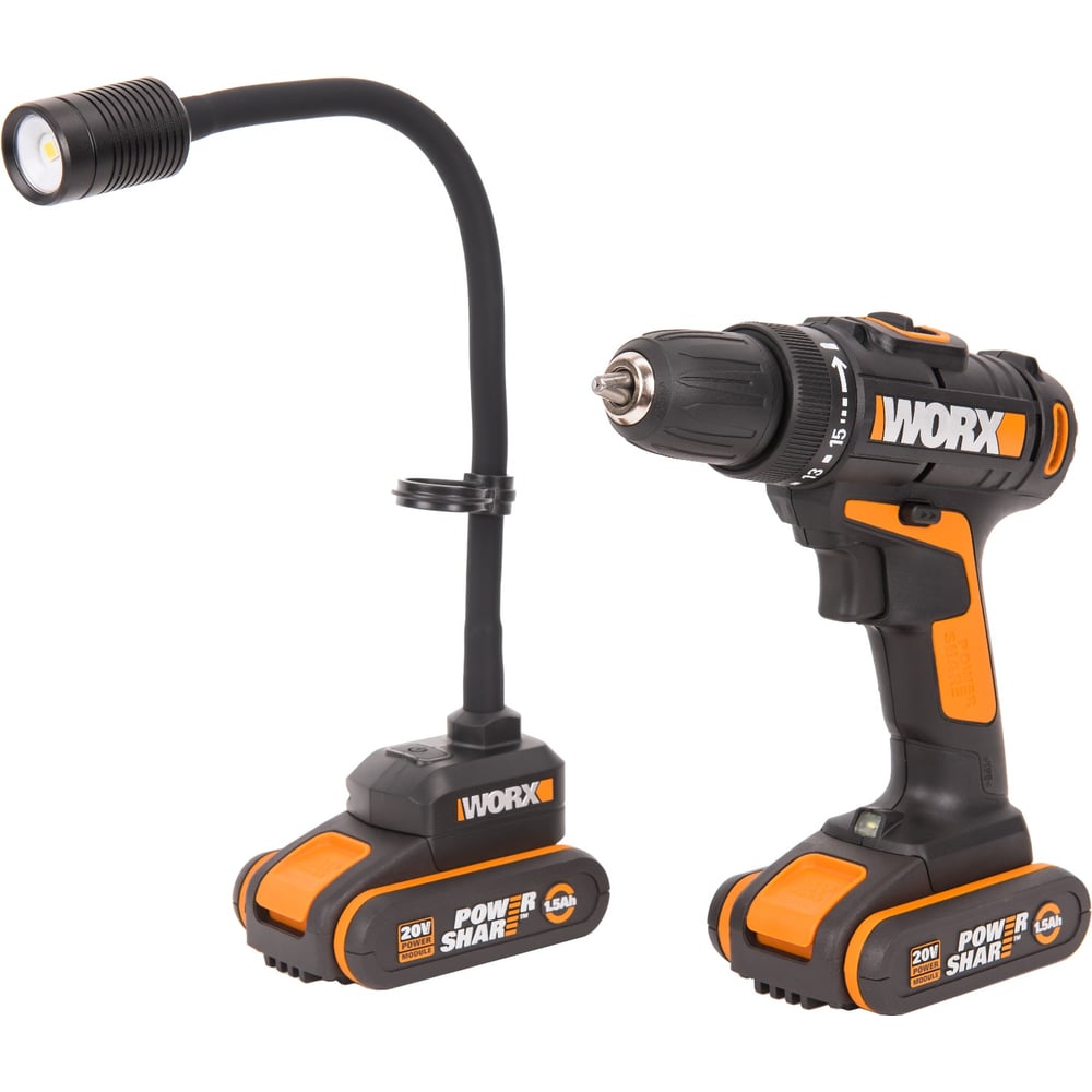 Комплект аккумуляторных инструментов WORX WX977: дрель-шуруповерт WX101 ...