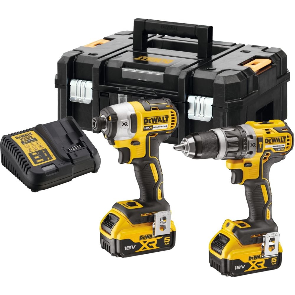 Набор аккумуляторный Dewalt DCK266P2T, 18 В: ударная дрель-шуруповерт DCD796 + шуруповерт DCF887 ...