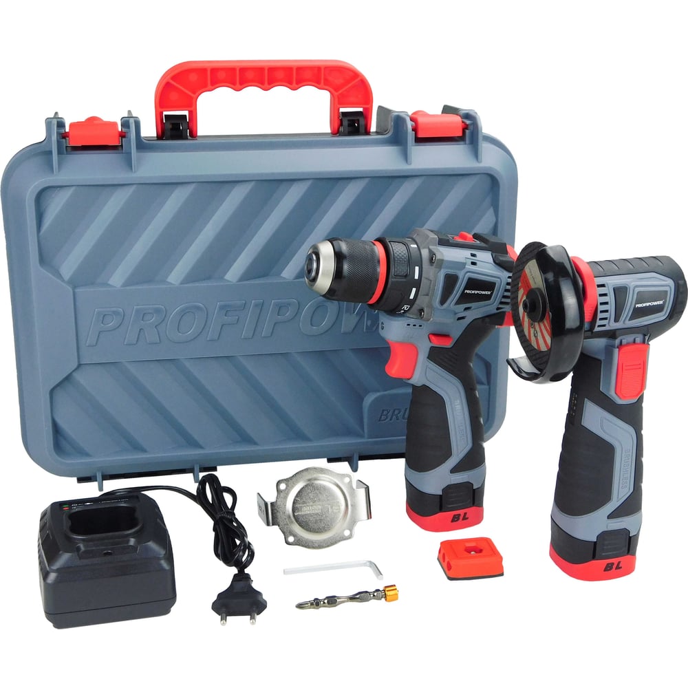 Аккумуляторный бесщеточный набор 2в1 Profipower ProfiSet 2B16 (Li-ion 2шт, 2.0Ач, З/У, в кейсе ...