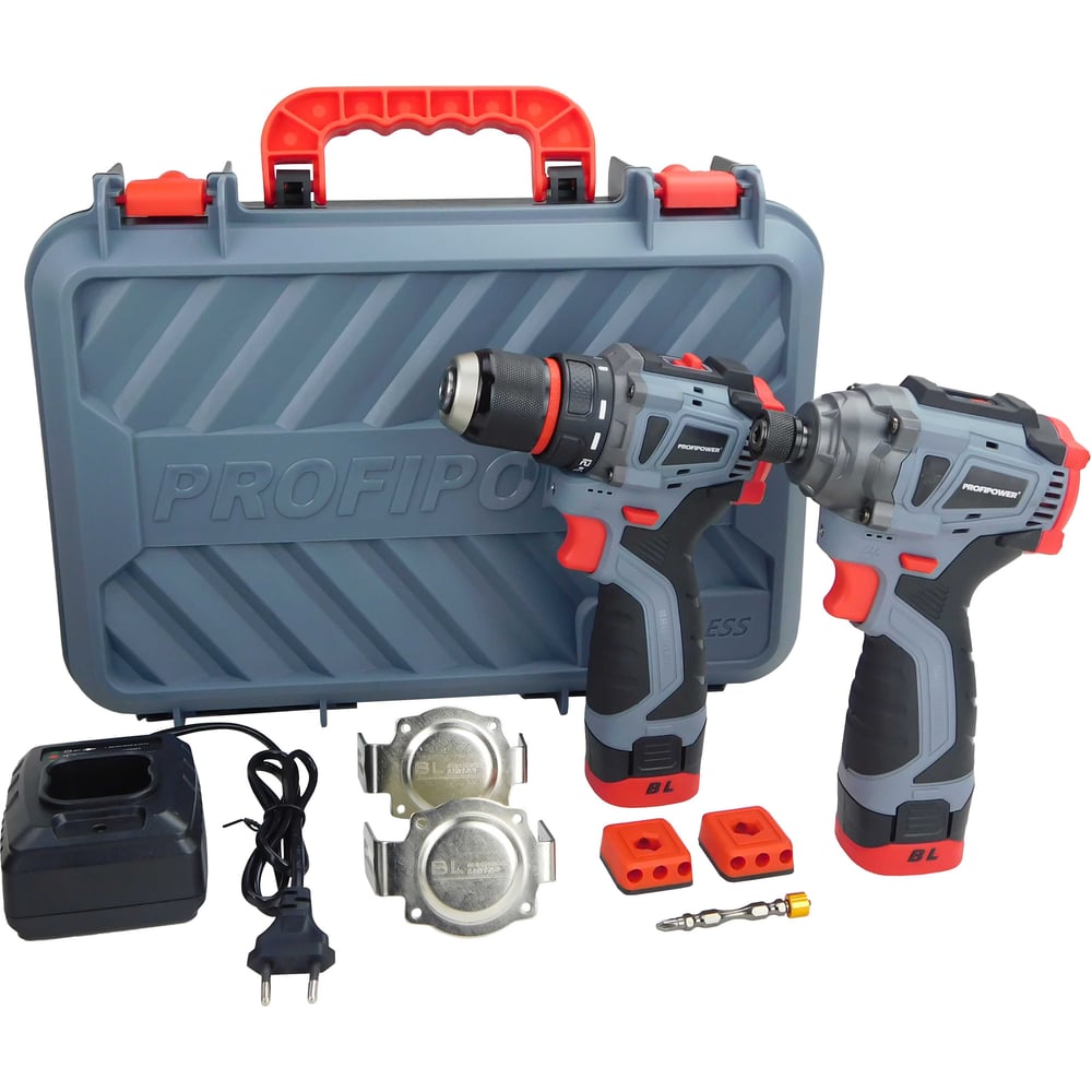 Аккумуляторный бесщеточный набор 2в1 Profipower ProfiSet 2A16 Li-ion 2шт, 2.0Ач, З/У, в кейсе ...