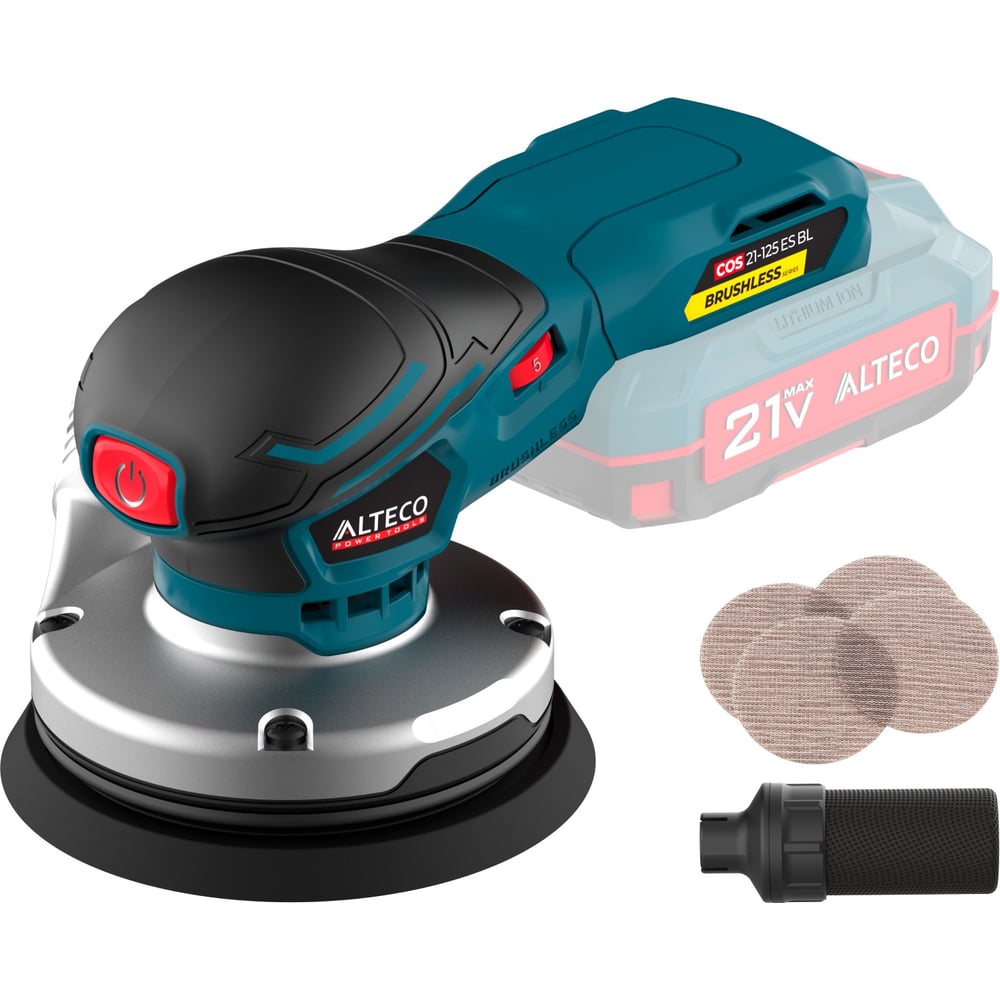 Бесщеточная аккумуляторная эксцентриковая шлифмашина ALTECO COS 21-125 ES BL Solo 78002 ...