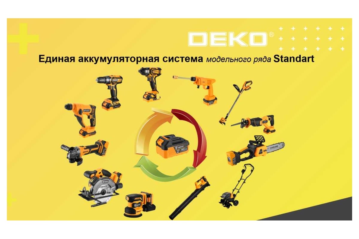 Аккумуляторный перфоратор DEKO DKCH20 20В, 2x2.0Ач, в кейсе, с патроном ...
